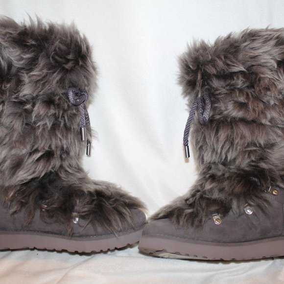UGG | Shoes | Nib Ugg Thunder Cloud Womens Tall Posh Fur Suede Boots 6 ...
